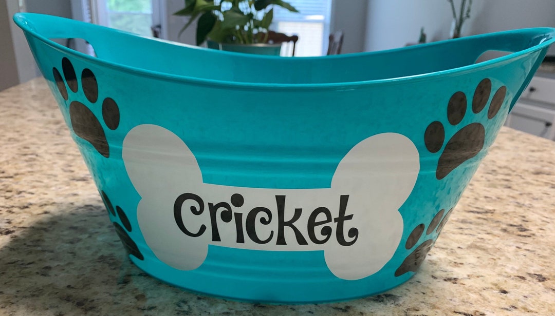 Dog Bone Toy Tub, Personalized Tub, Plastic Oval Basket, Storage Bucket ...