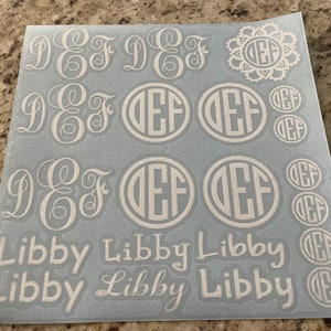 Personalized Monogram Decal Set, Back to School Decals, Vinyl Decal Set ...