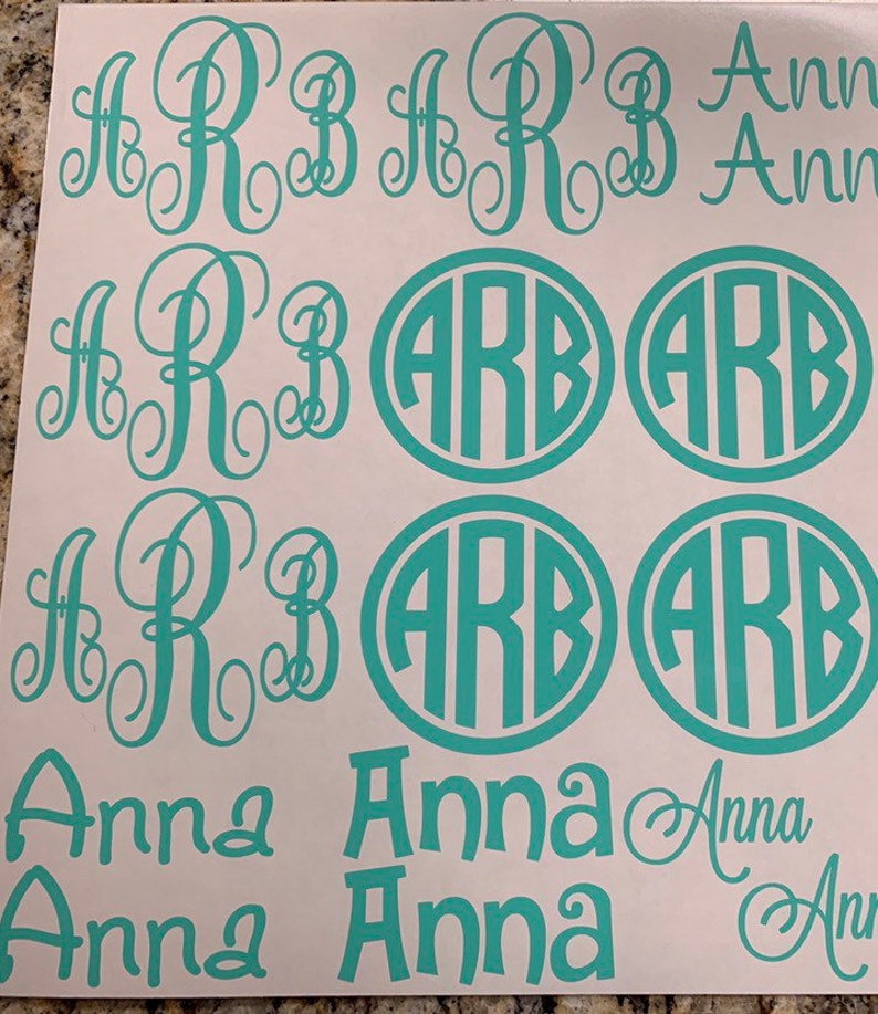 Personalized Vinyl Decal Set Monogram Decal Sheet Monogram - Etsy