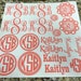Personalized Monogram Decal Set, School Monograms, Back to School ...