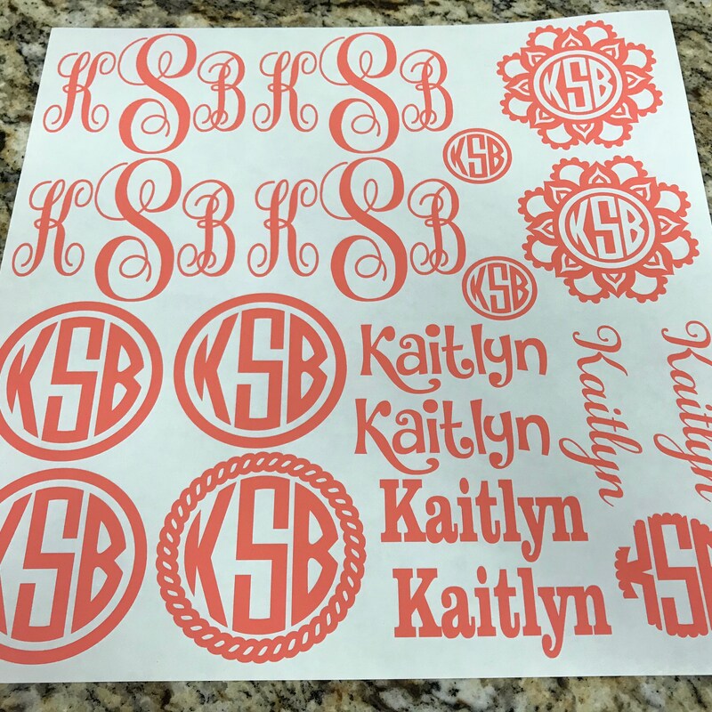 Monogram Vinyl Decal - Etsy