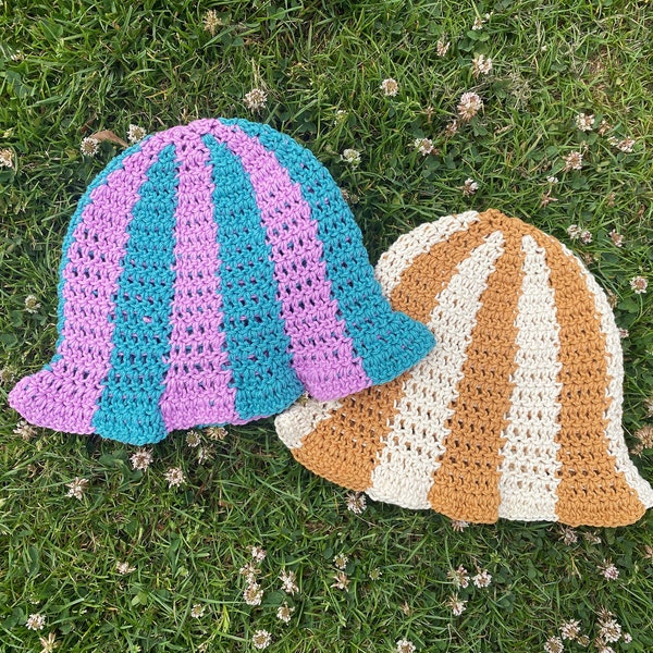 Crochet Striped Bucket Hat Pattern - Etsy