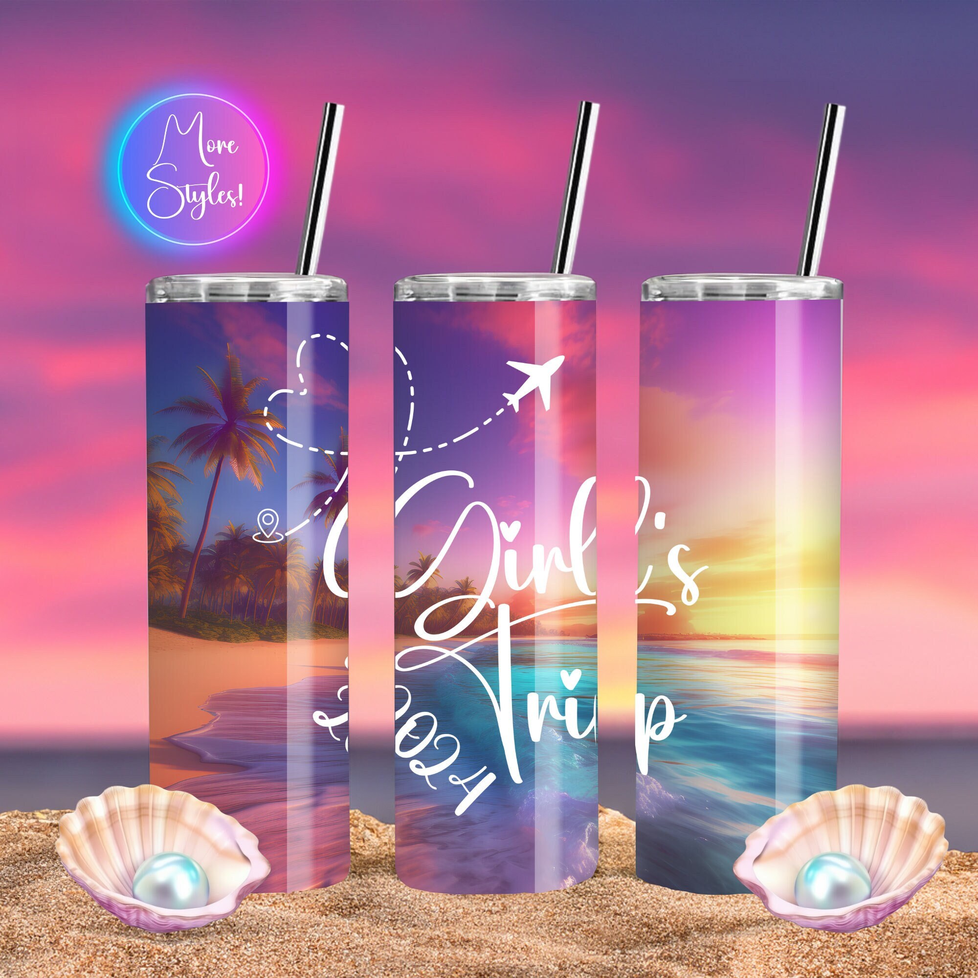 Personalized Girls Trip Beach 20oz Tumbler, Vacation Tumbler, Custom ...