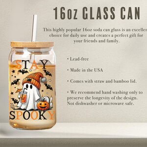 Stay Spooky Ghost Sipper Glass With Straw, Halloween 16oz Cup, Ghost ...