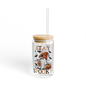 Stay Spooky Ghost Sipper Glass With Straw, Halloween 16oz Cup, Ghost ...