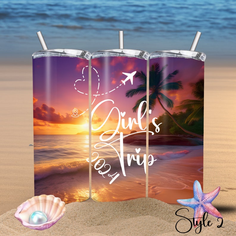Personalized Girls Trip Beach 20oz Tumbler, Vacation Tumbler, Custom ...