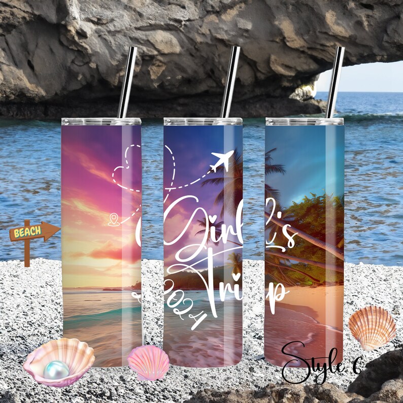 Personalized Girls Trip Beach 20oz Tumbler, Vacation Tumbler, Custom ...