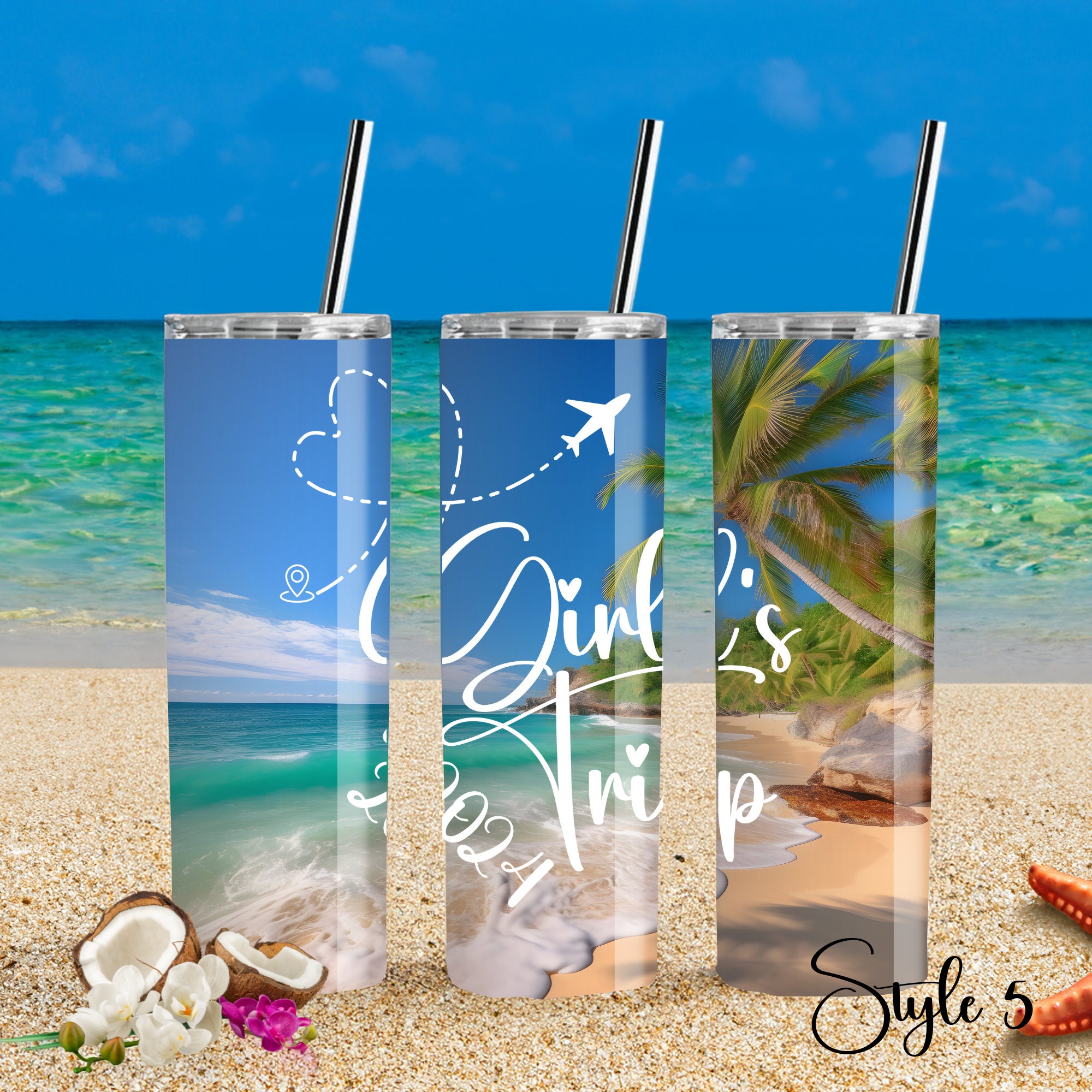 Personalized Girls Trip Beach 20oz Tumbler, Vacation Tumbler, Custom ...