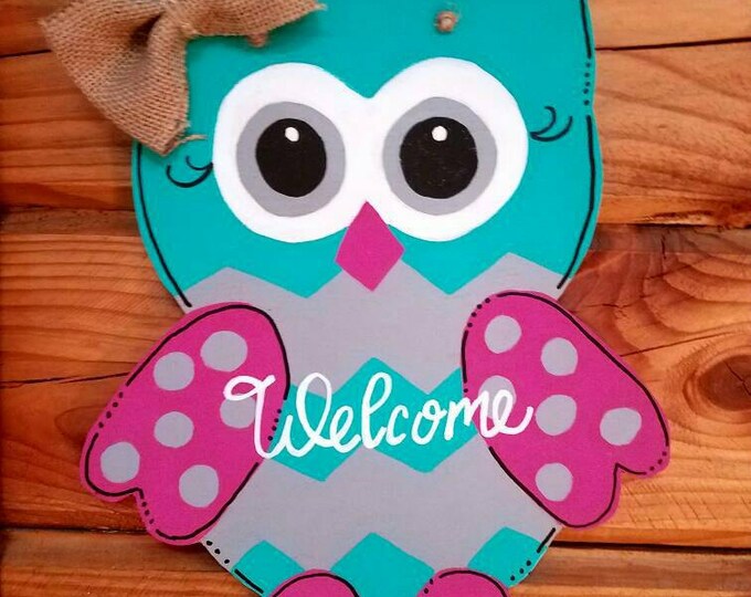 Owl Door Hanger, Welcome - Etsy