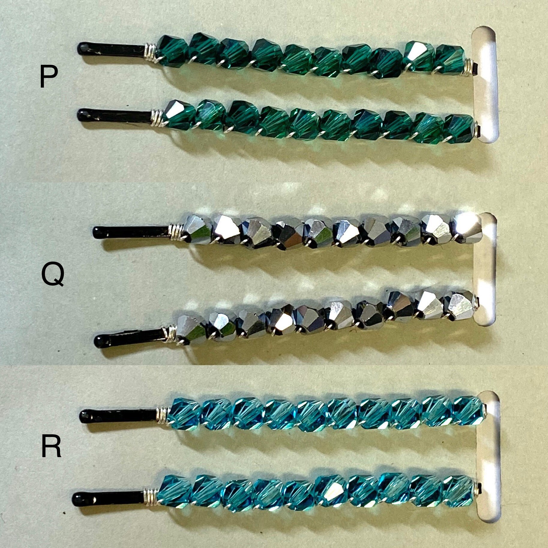 Beaded Glass Bobby Pins Set of 2 Bobby Pins Faceted Bicone | Etsy