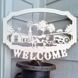 Wooden Monogram-welcome Farm Sign - Wooden Farm Life Decor - Door ...