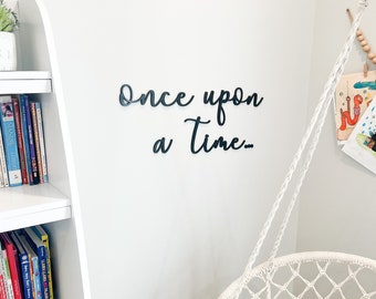 Wood Art for Nursery, Once Upon A Time Sign, Nursery Bookshelf Decor ...