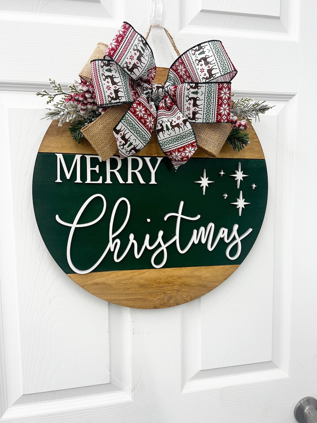 Merry Christmas Door Hanger | Personalized | Christmas Wreath | Front ...