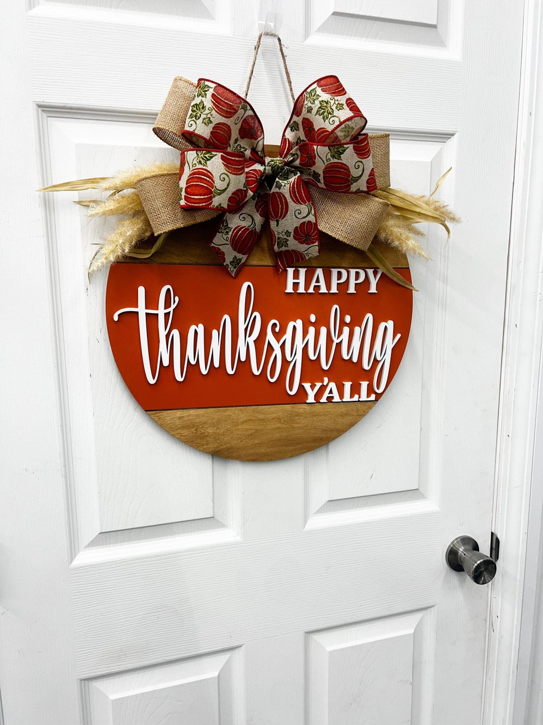 Happy Thanksgiving Door Hanger|thanksgiving Door Wreath | Personalized ...