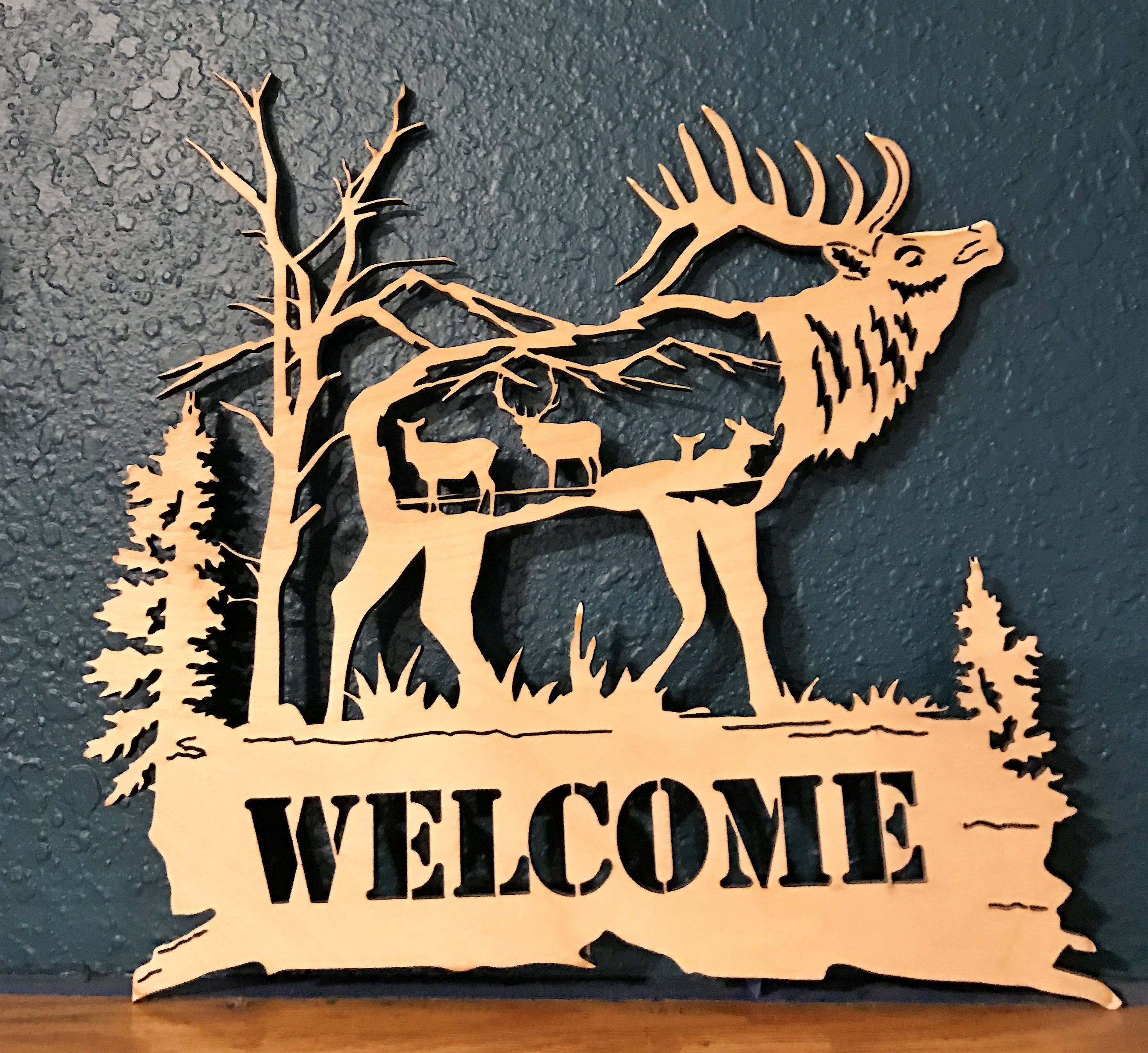 Monogram Elk Welcome Sign Wall Hanging Wild Life Decor | Etsy