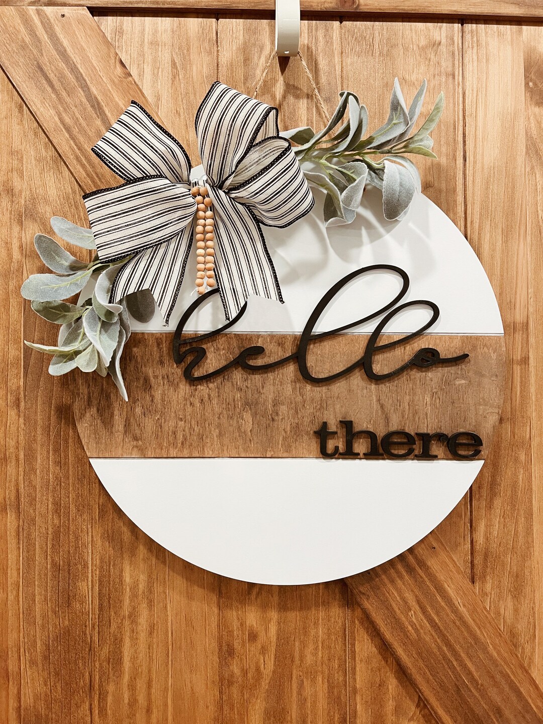 Hello There Door Hanger Wooden Door Wreath Personalized for Front Door ...