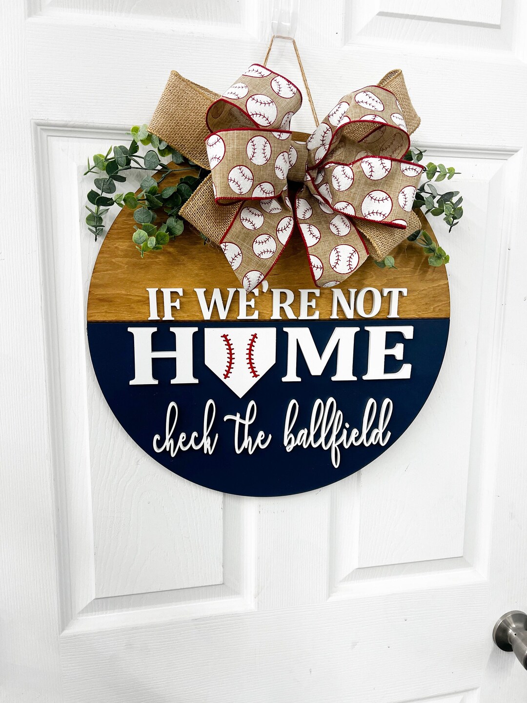 Baseball Front Door Hanger|sports Wreath |door Wreath|front Door Wreath ...
