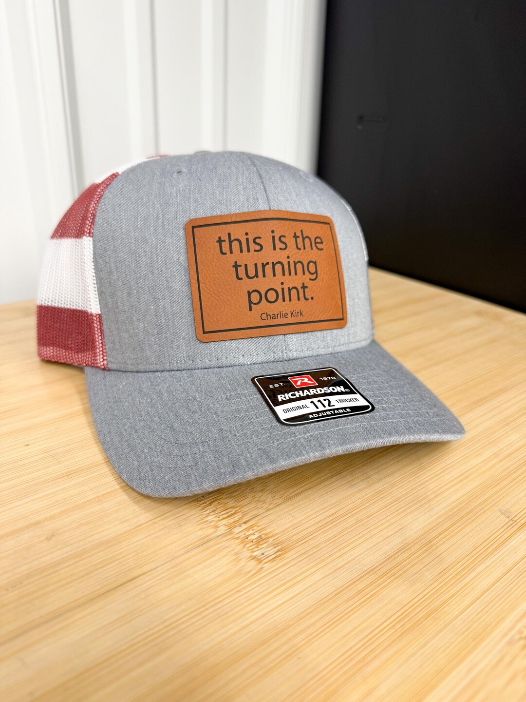 Charlie Kirk Hat Custom Turning Point Hat Leather Patch Hat Christmas ...