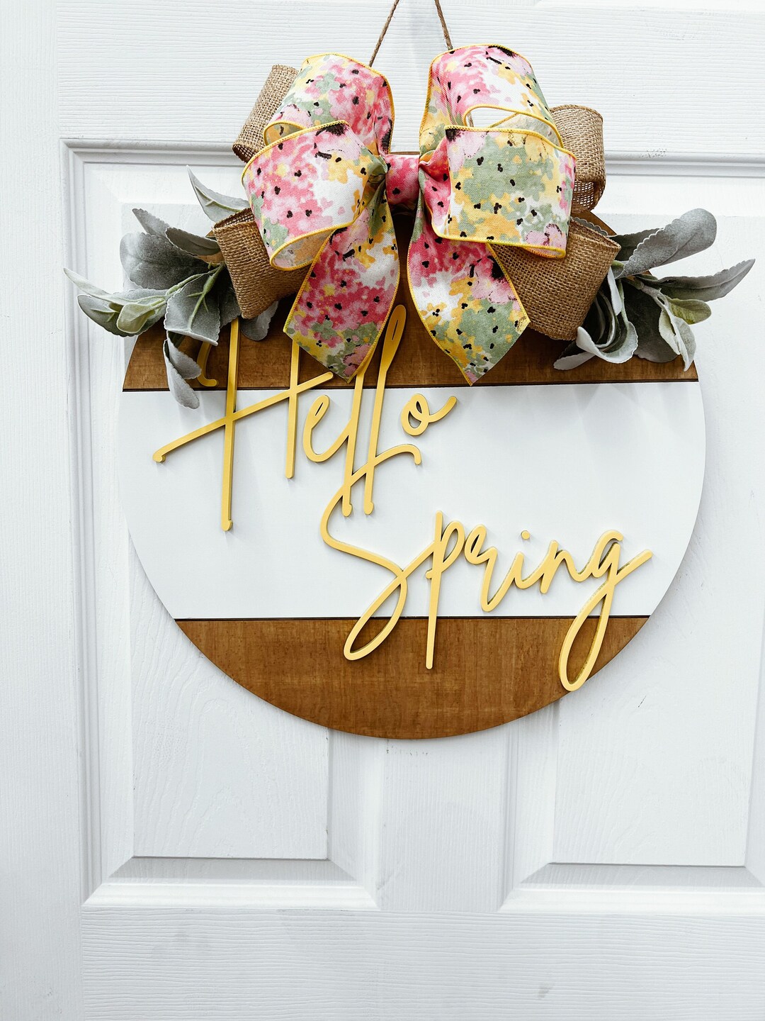 Hello Spring Wreath | Hello Spring Door Hanger| Personalized | Easter ...