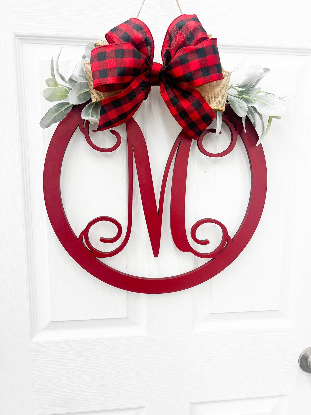 Last Name Door Sign Initial Door Wreath Personalized Front Door Family ...
