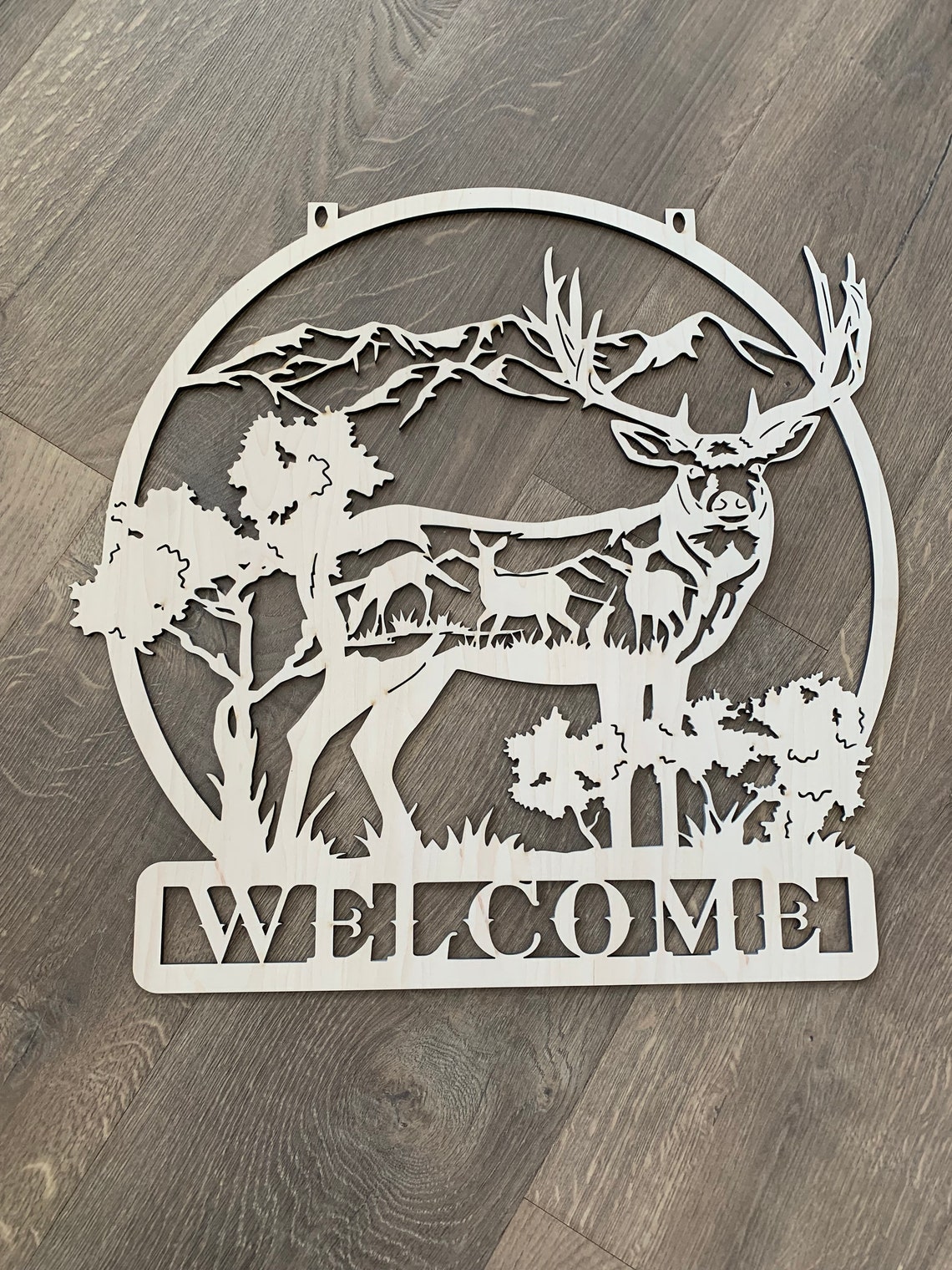 Welcome Deer Wood Sign-father's Day Gift-wooden Monogram-family Name ...
