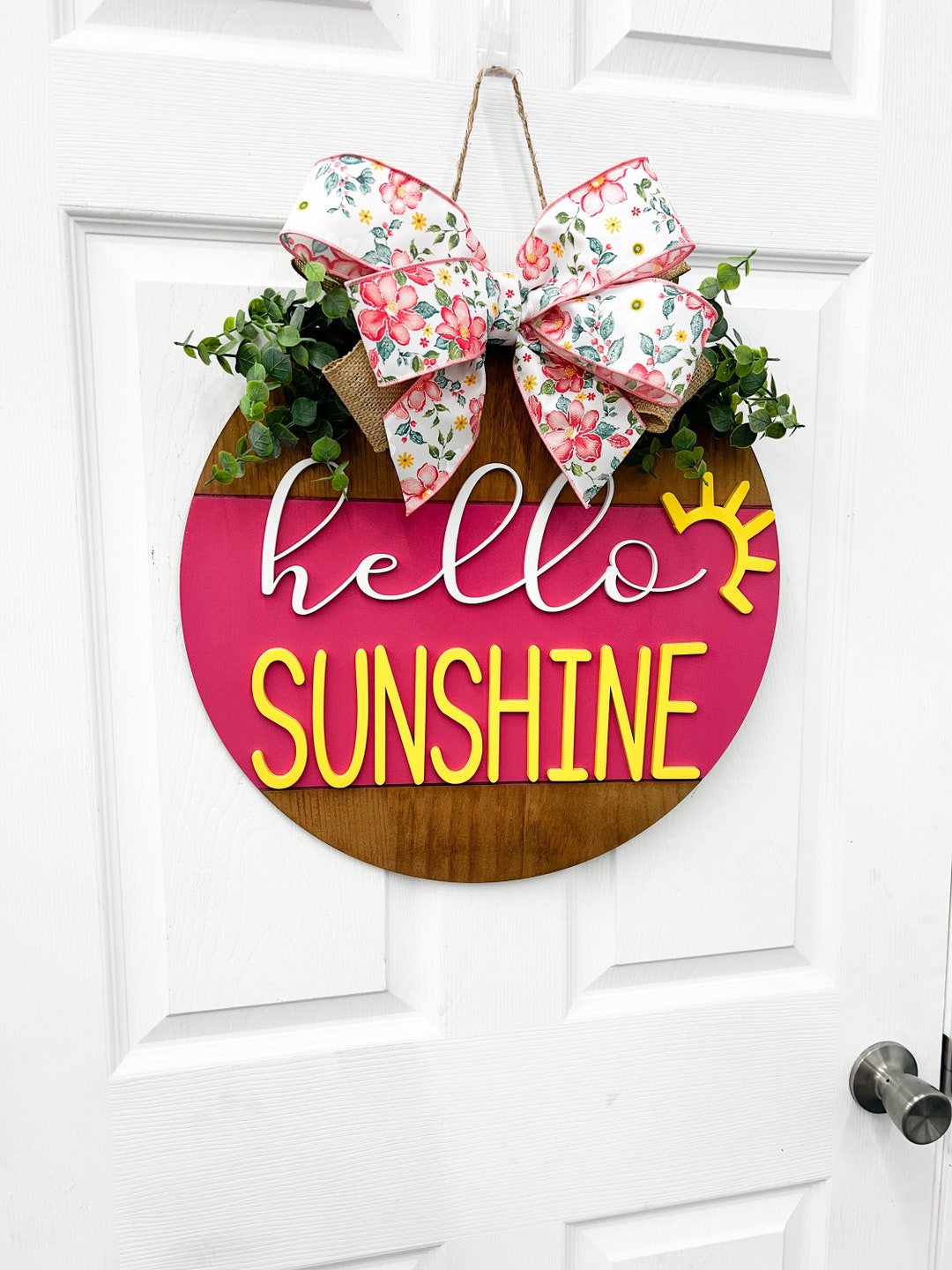Summer Door Wreath Hello Sunshine|front Door Wreath| Personalized Last ...