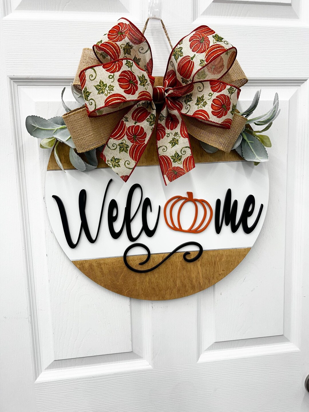 Welcome Pumpkin Fall Door Hanger|fall Door Wreath | Personalized | Fall ...