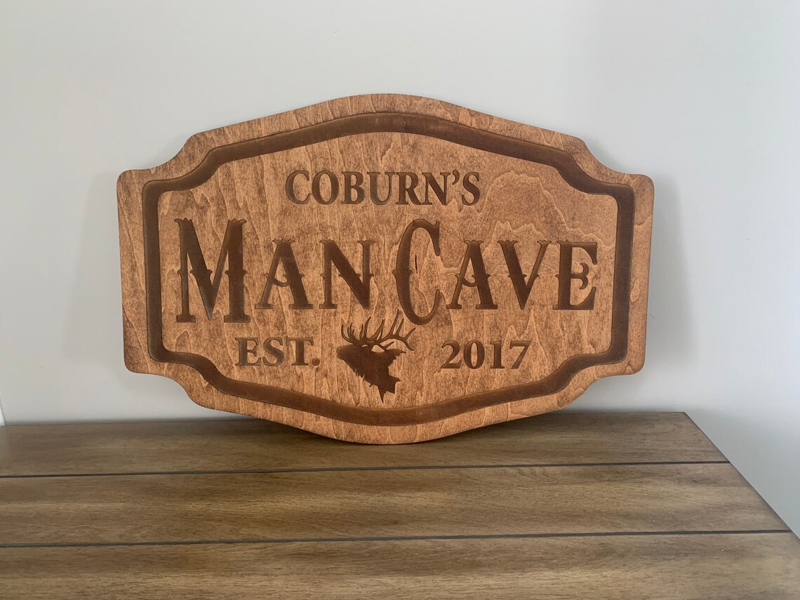 Personalized Man Cave Sign | Wooden Engraved Man Cave Sign | Man Cave ...