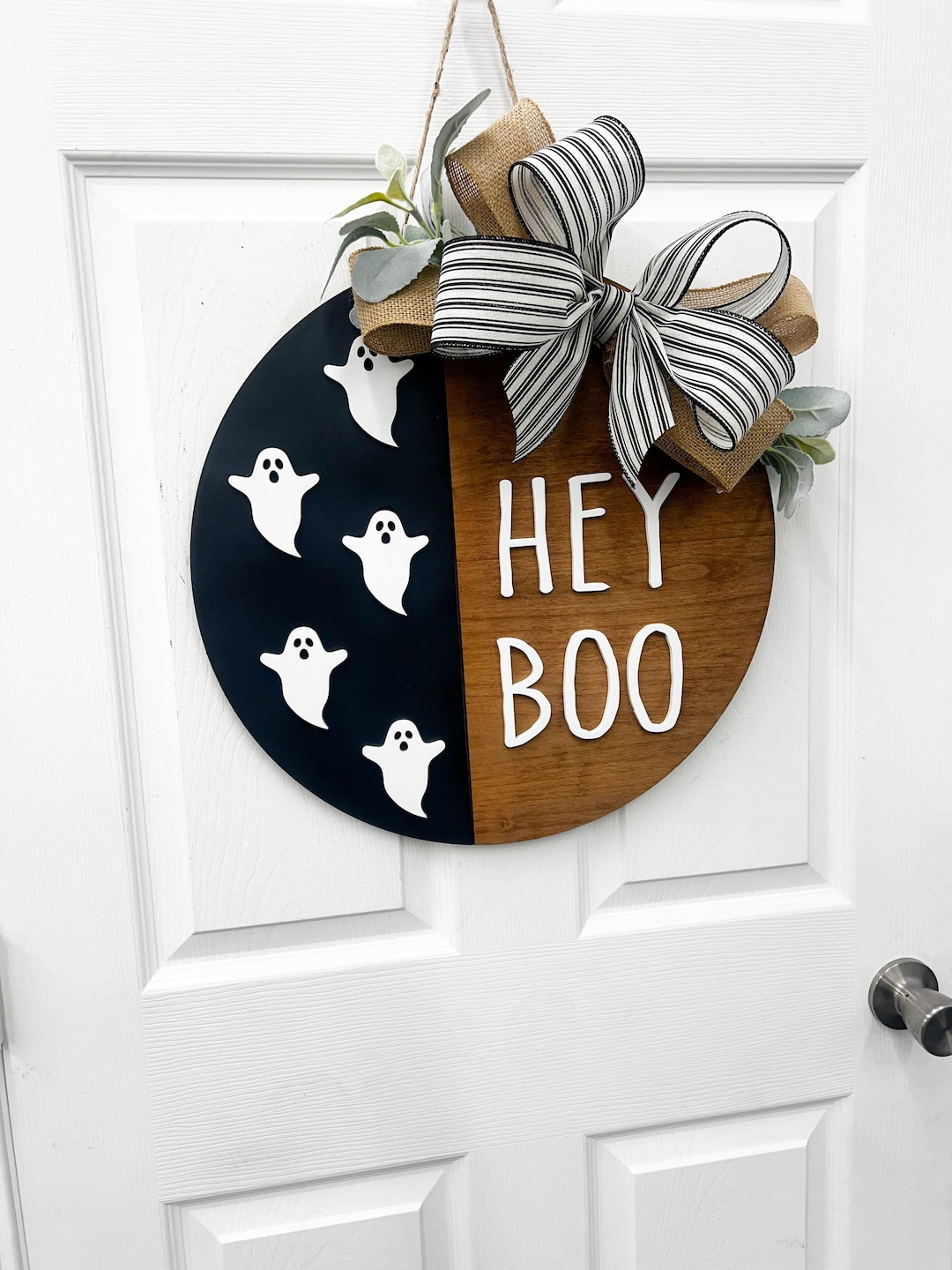 Hey Boo Door Hanger Halloween Door Sign Gift Door Halloween Wreath ...