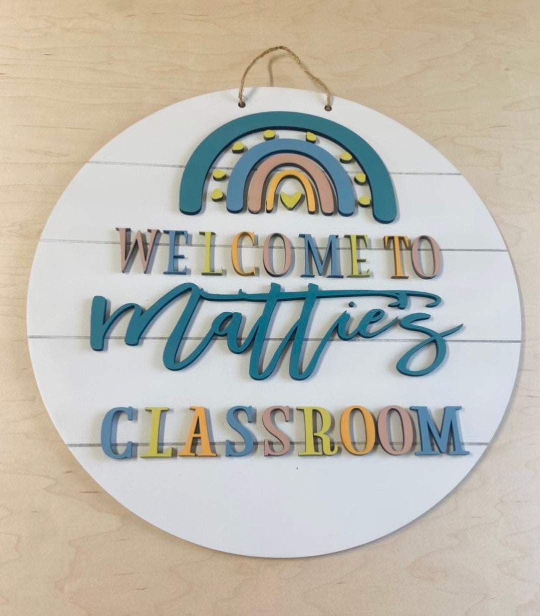 Rainbow Teacher Sign | Teacher Door Hanger | Wood Decor | Classroom ...