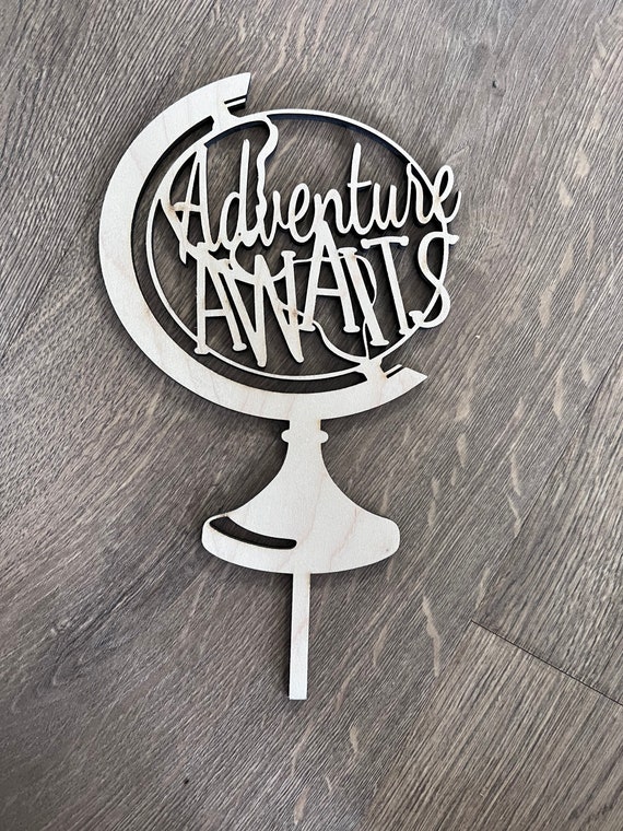 Adventure Awaits Cake Topper-personalized Wooden Cake Topper | Etsy