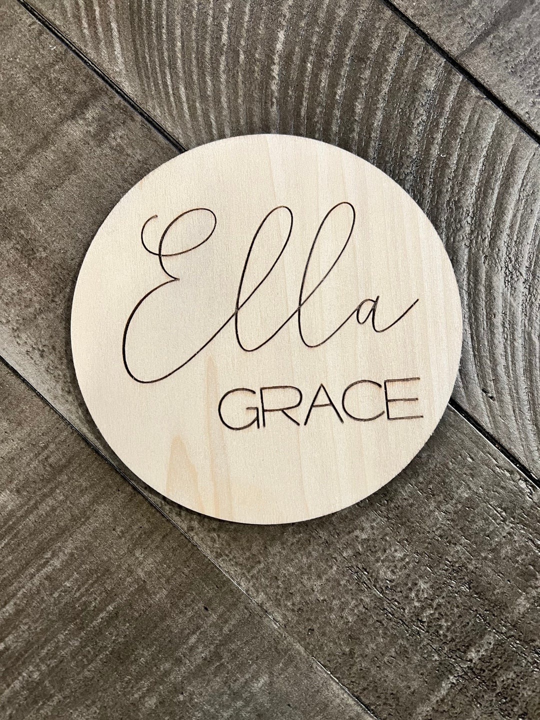 Wooden Baby Name Disc Engraved Disc | Baby Name Sign for Photos Baby ...