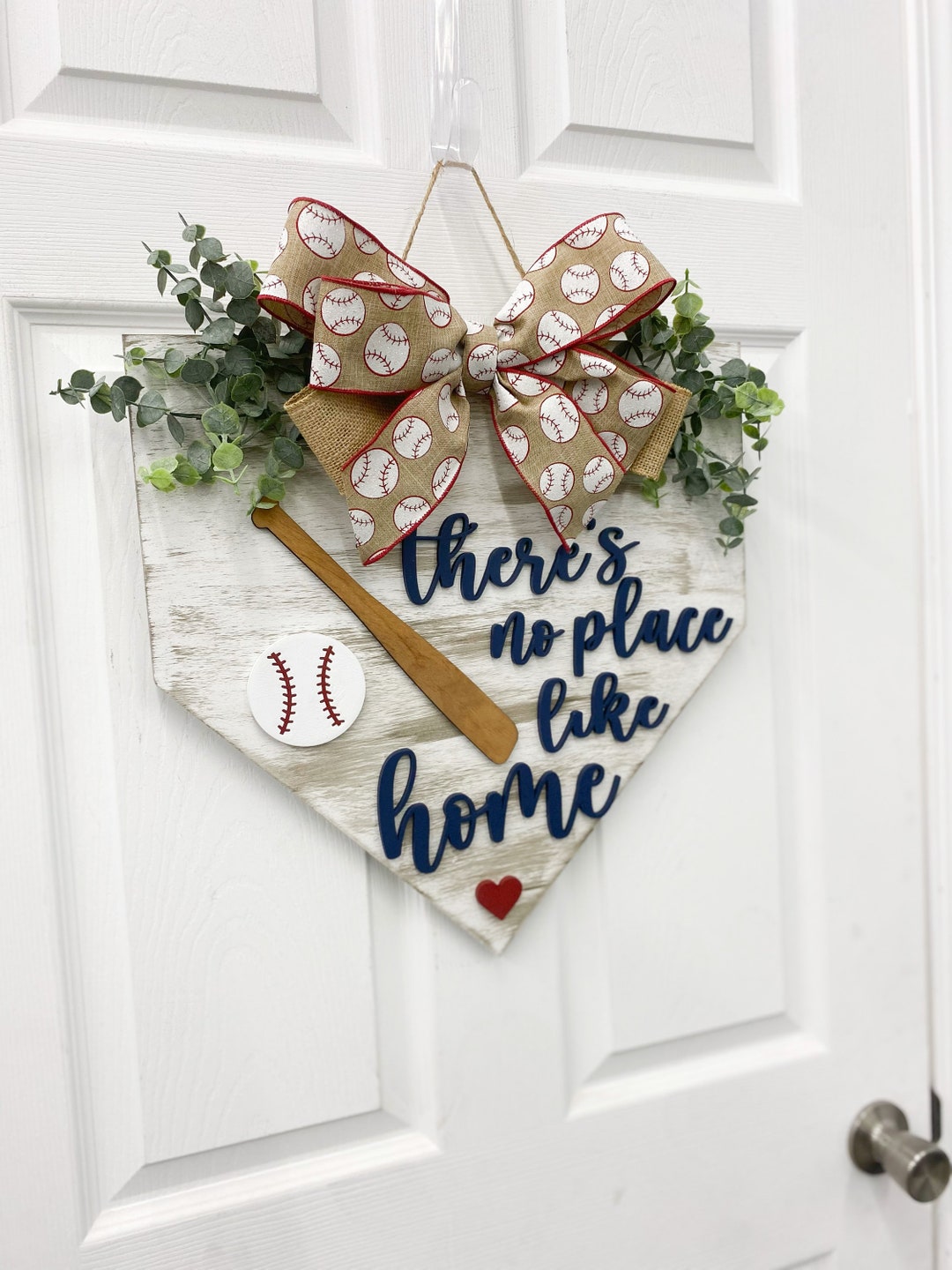 Baseball Front Door Hanger|sports Wreath |door Wreath|front Door Wreath ...