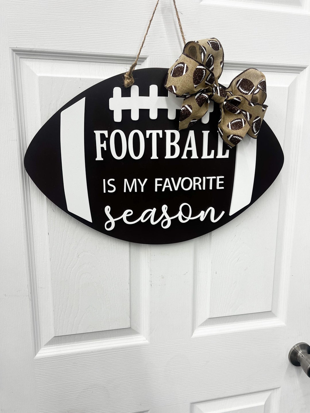 Football Door Hanger Football Fall Door Wreath | Personalized ...