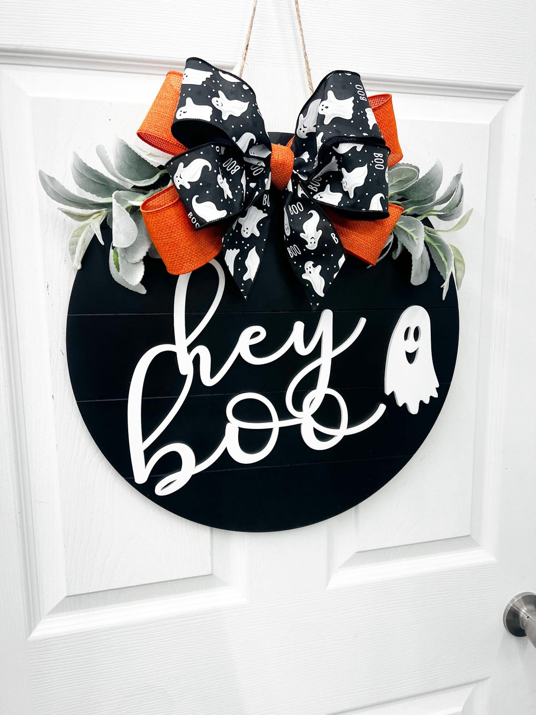 Hey Boo Ghost Door Hanger Halloween Door Sign Gift Halloween Door ...