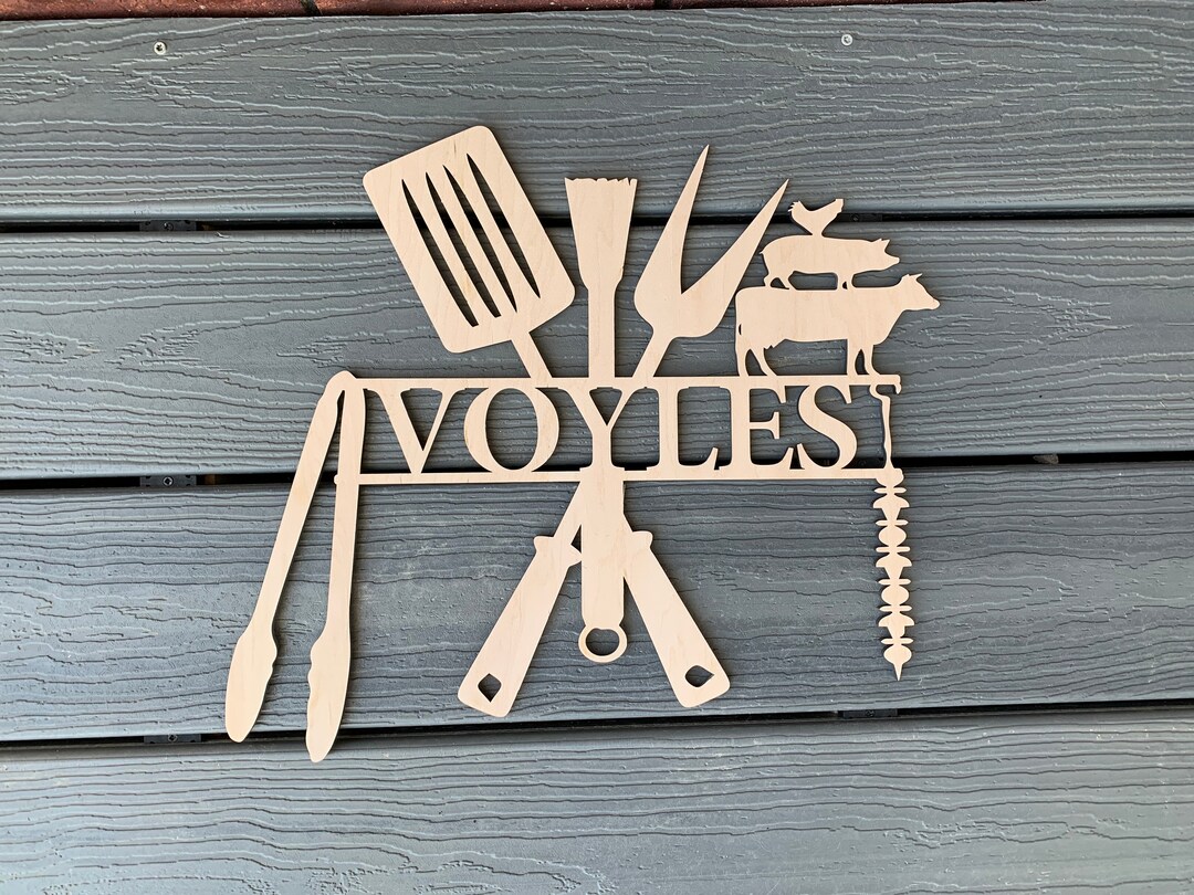 Personalized Grill Master Sign | BBQ Wall Hanging | Door Hanger | Man ...