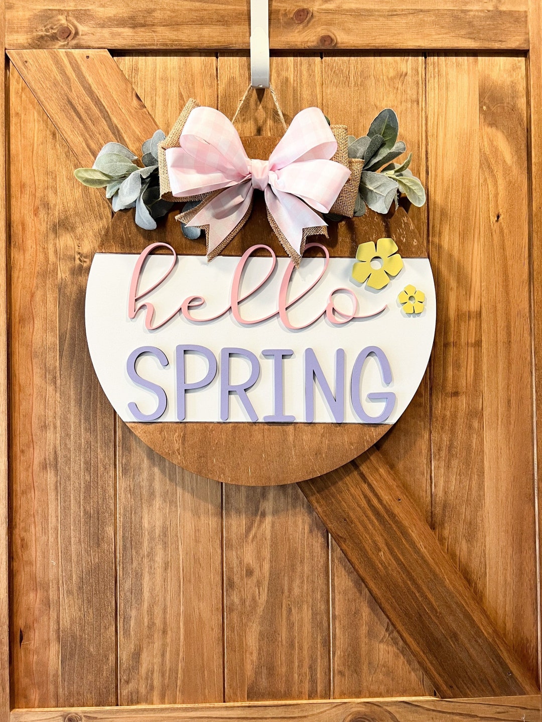 Spring Wreath | Hello Spring Door Hanger| Personalized | Easter Decor ...