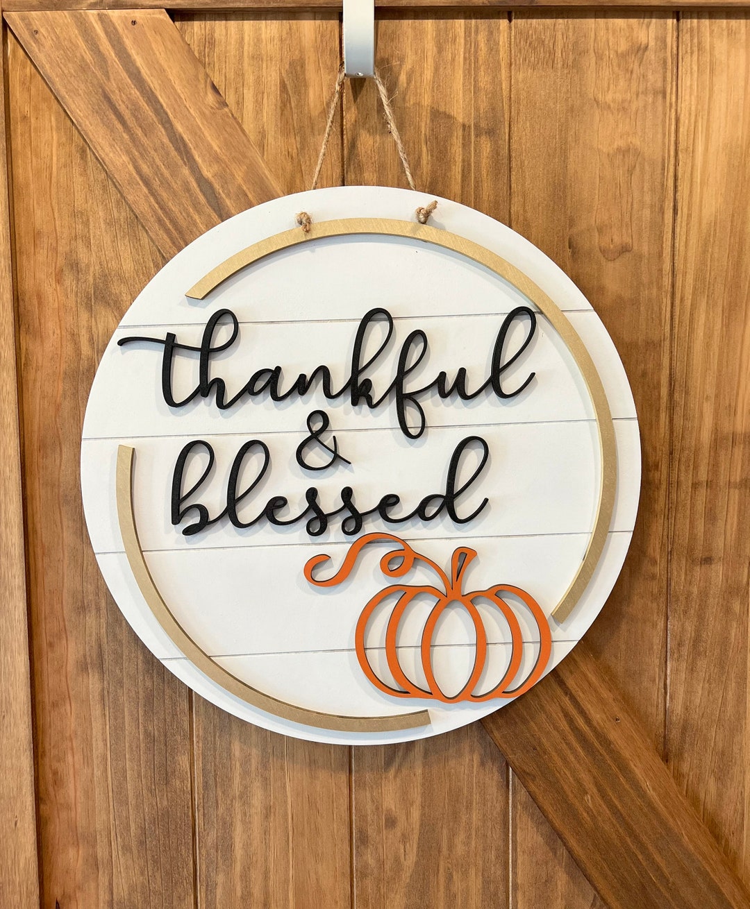 Thankful and Blessed Fall Door Hanger|fall Door Wreath | Personalized ...
