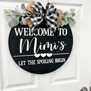 Welcome to Mimi’s Door Hanger Grandparent Gift Door Wreath|grandma ...
