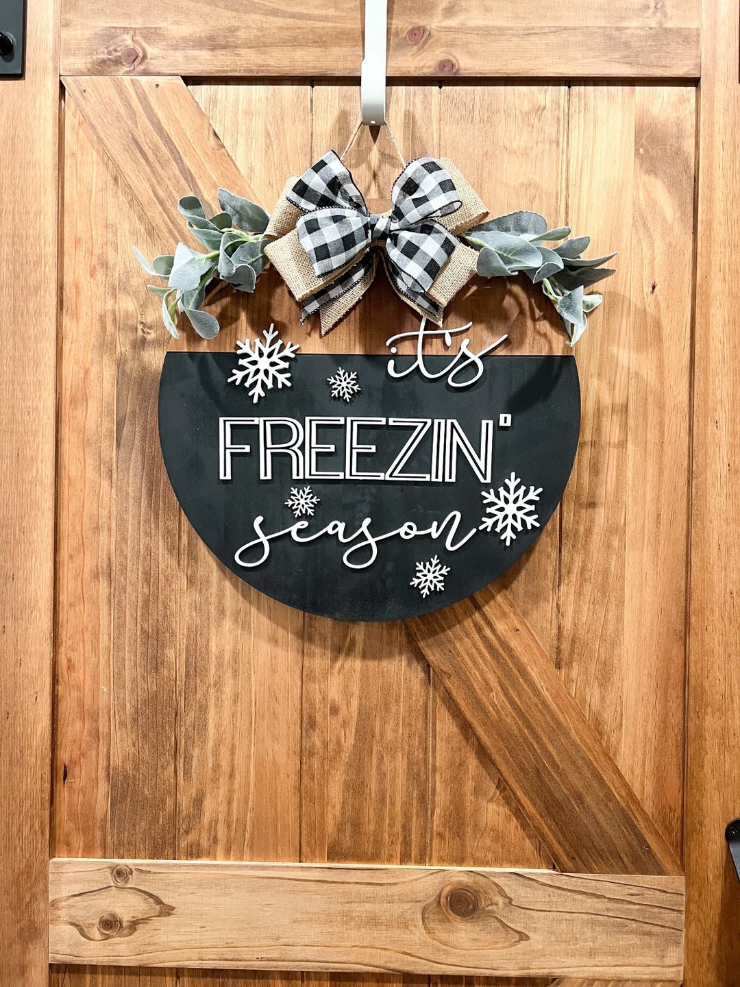 Front Door Hanger | Freezin Season|personalized | Door Wreath | Front ...