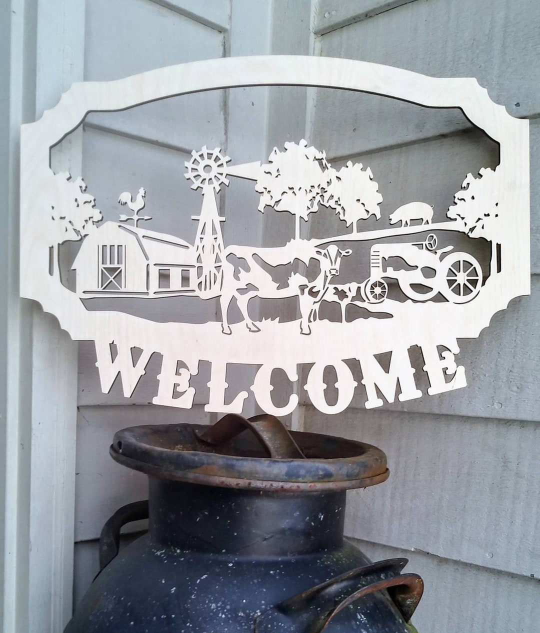 Wooden Monogram-welcome Farm Sign - Wooden Farm Life Decor - Door ...