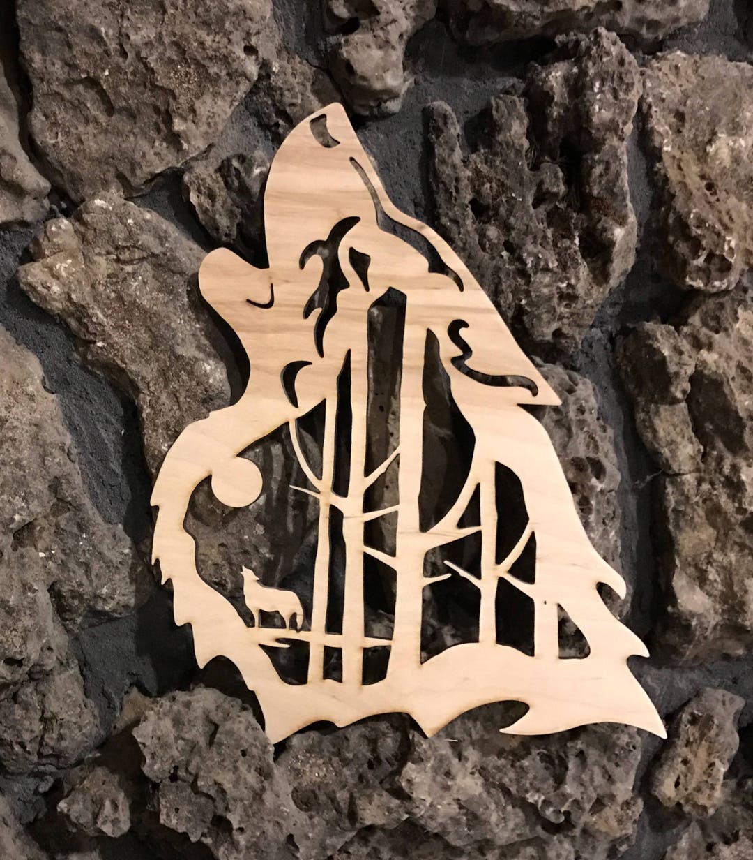 Wooden Wild Life Decor Wolf Head - Hanging -perfect Gift for Him ...