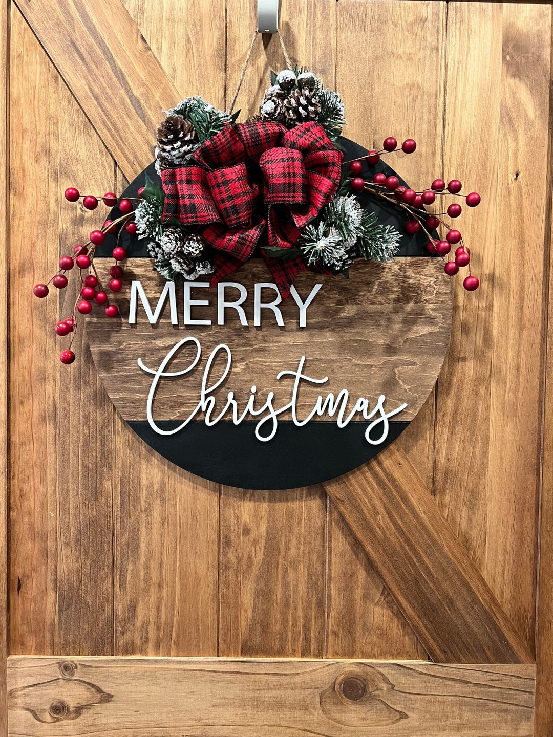 Merry Christmas Door Hanger | Personalized | Christmas Wreath | Front ...
