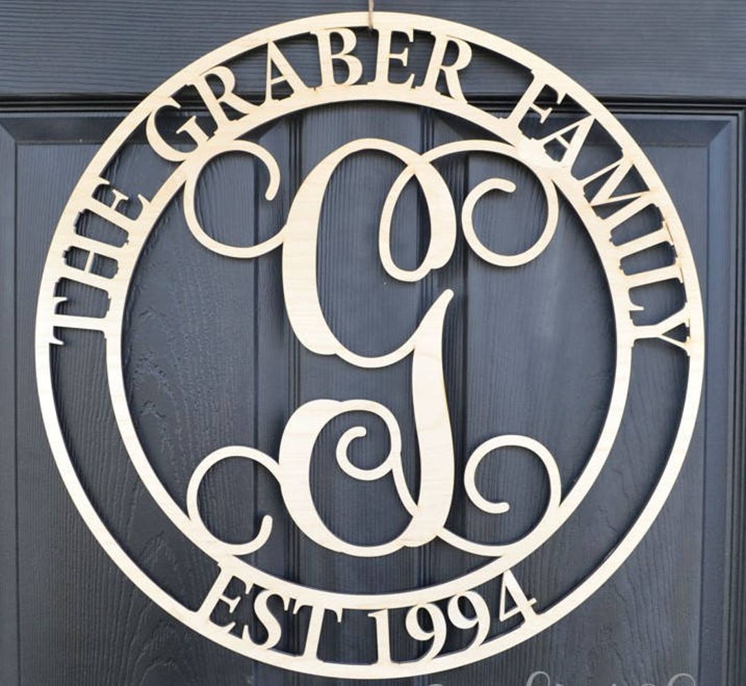 Wooden Monogram - Family Name With Est Date -personalized - Wall ...