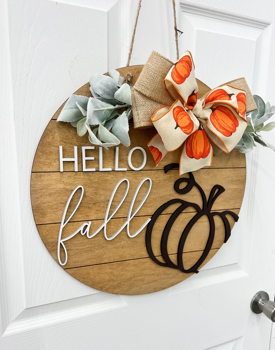 Hello Fall Door Hanger|fall Door Wreath | Personalized | Fall Door ...