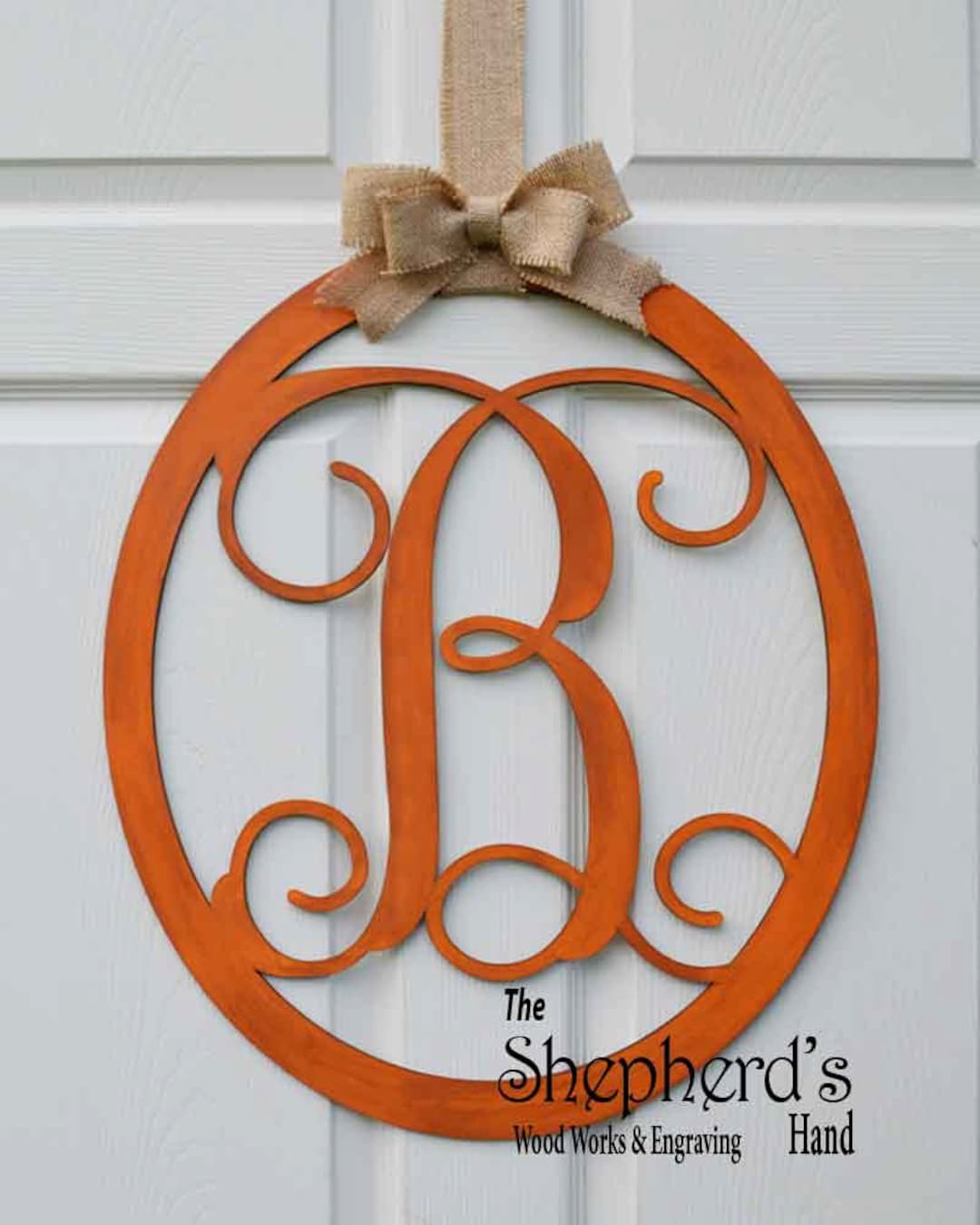 Front Door Wreath| Wooden Monogram Wall Hanging-initial Door Wreath ...