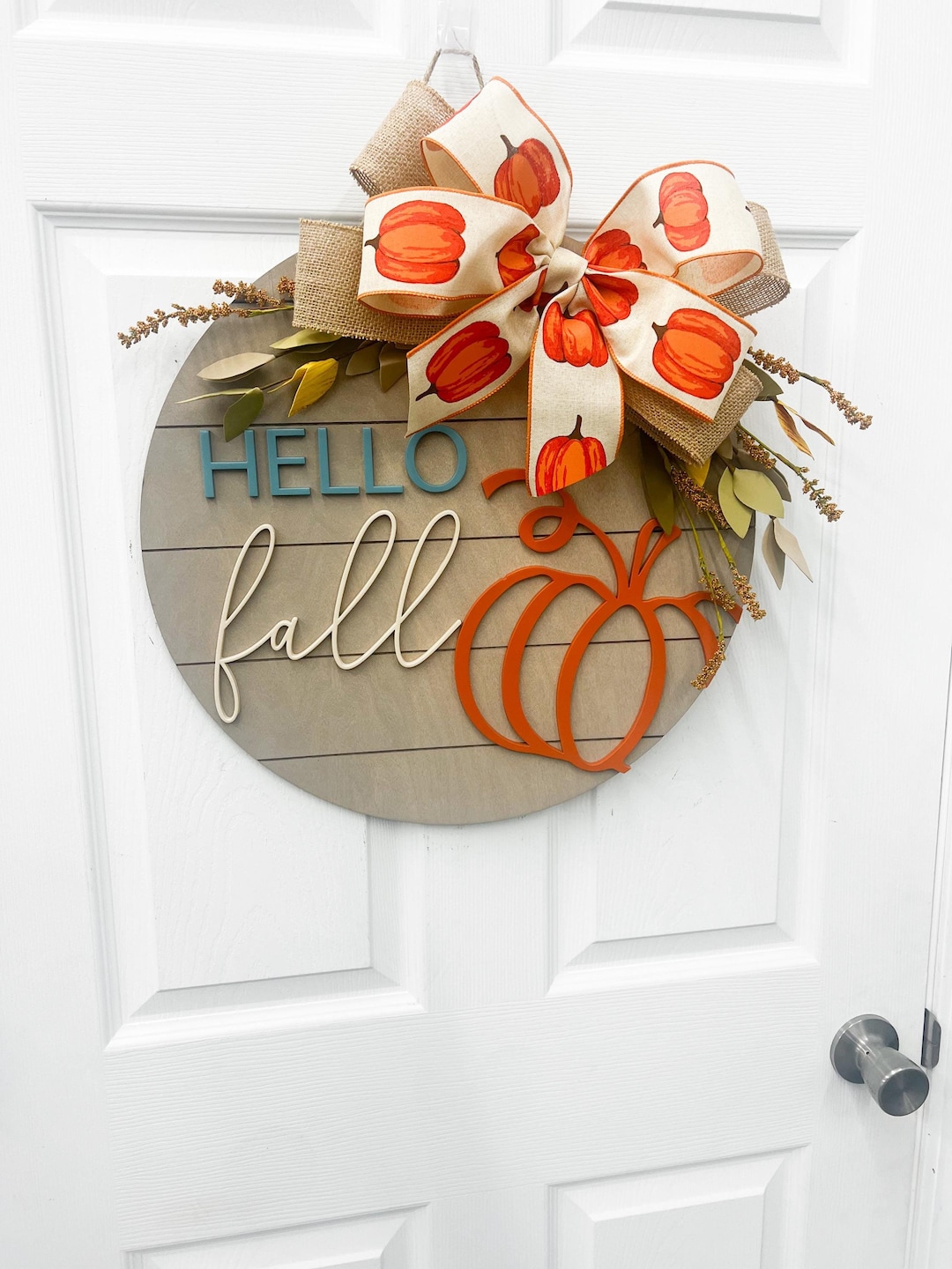 Hello Fall Door Hanger|fall Door Wreath | Personalized | Fall Door ...