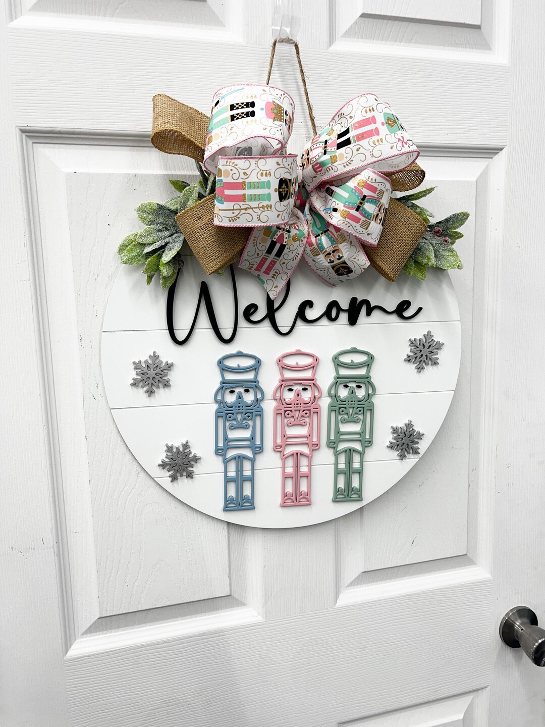 Nutcracker Door Hanger Wooden Front Door Christmas Wreath Front Door ...