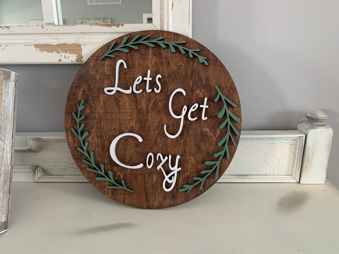 Lets Get Cozy Sign | Master Bedroom Decor | Above Bed Sign | Wall Decor ...
