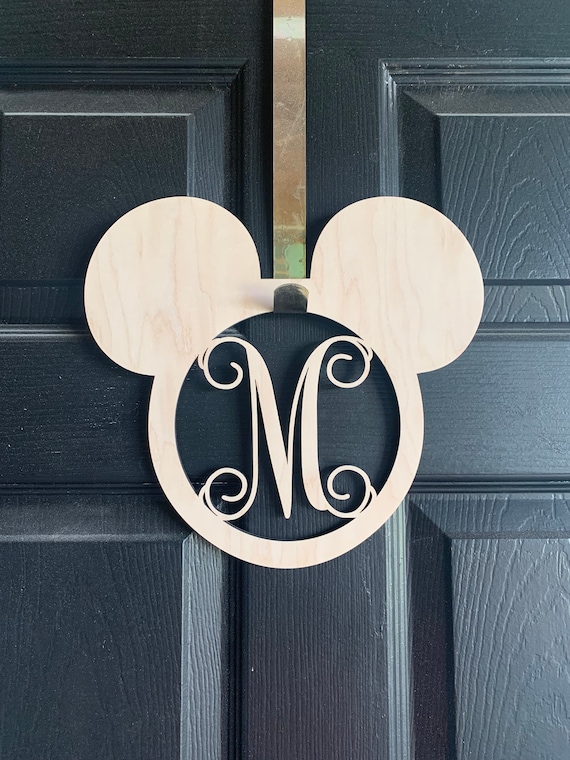 Mickey Mouse Door Hanger Wooden Monogram-family - Etsy